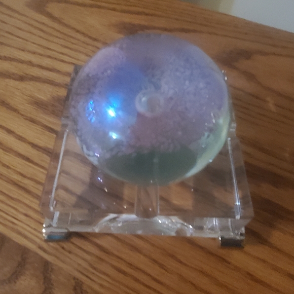 Art | Vintage Glass Paperweight With Stand Pink Shoots | Poshmark